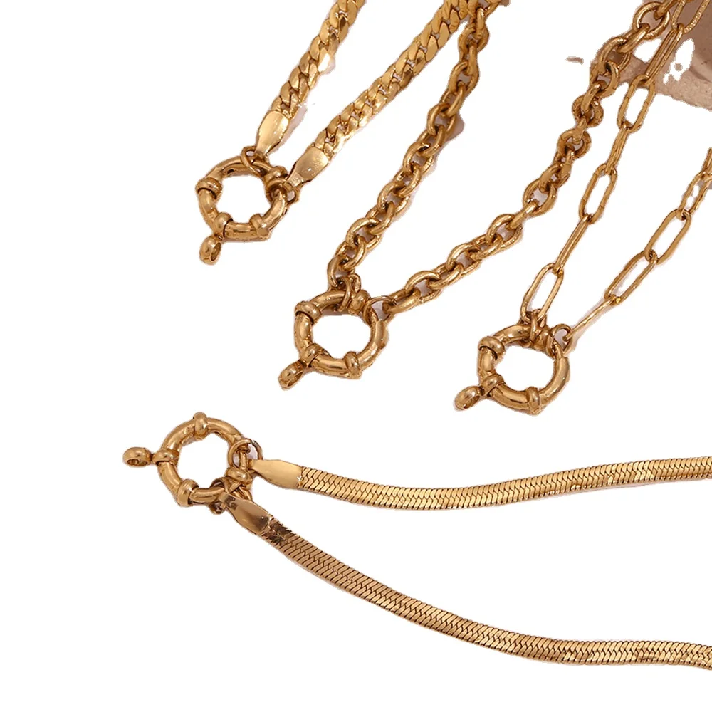 Fashion 18K Gold Plated Chain Snap Link Snake Chain Cable Chain ...