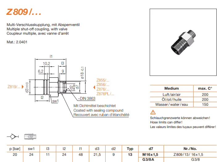 HASCO Brass Water Transport Blind Plug Automation Z809 Z819
