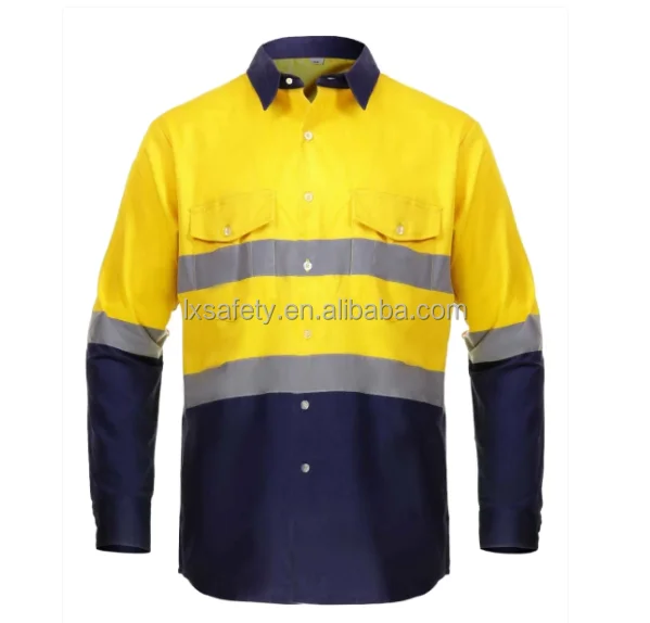 100% Cotton Construction Mining Uniform Long Sleeve Workwear Custom ...