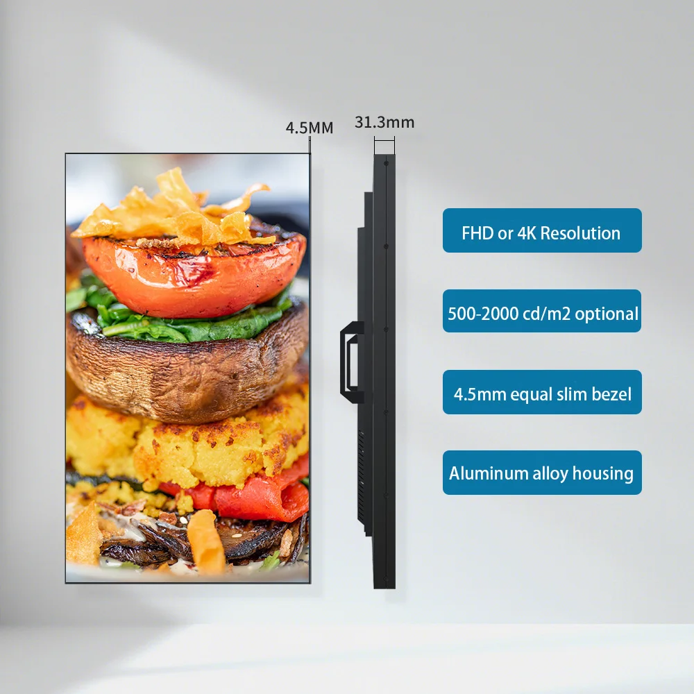 4K Indoor Digital Signage Menu Boards for Retail & Hotels