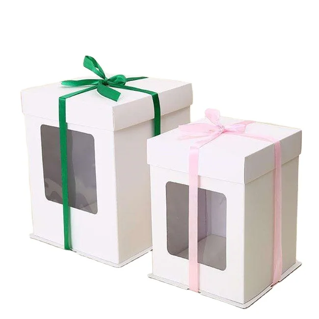 Custom Clear Cake Box Christmas Wedding Birthday Tall Cake Boxes With ...