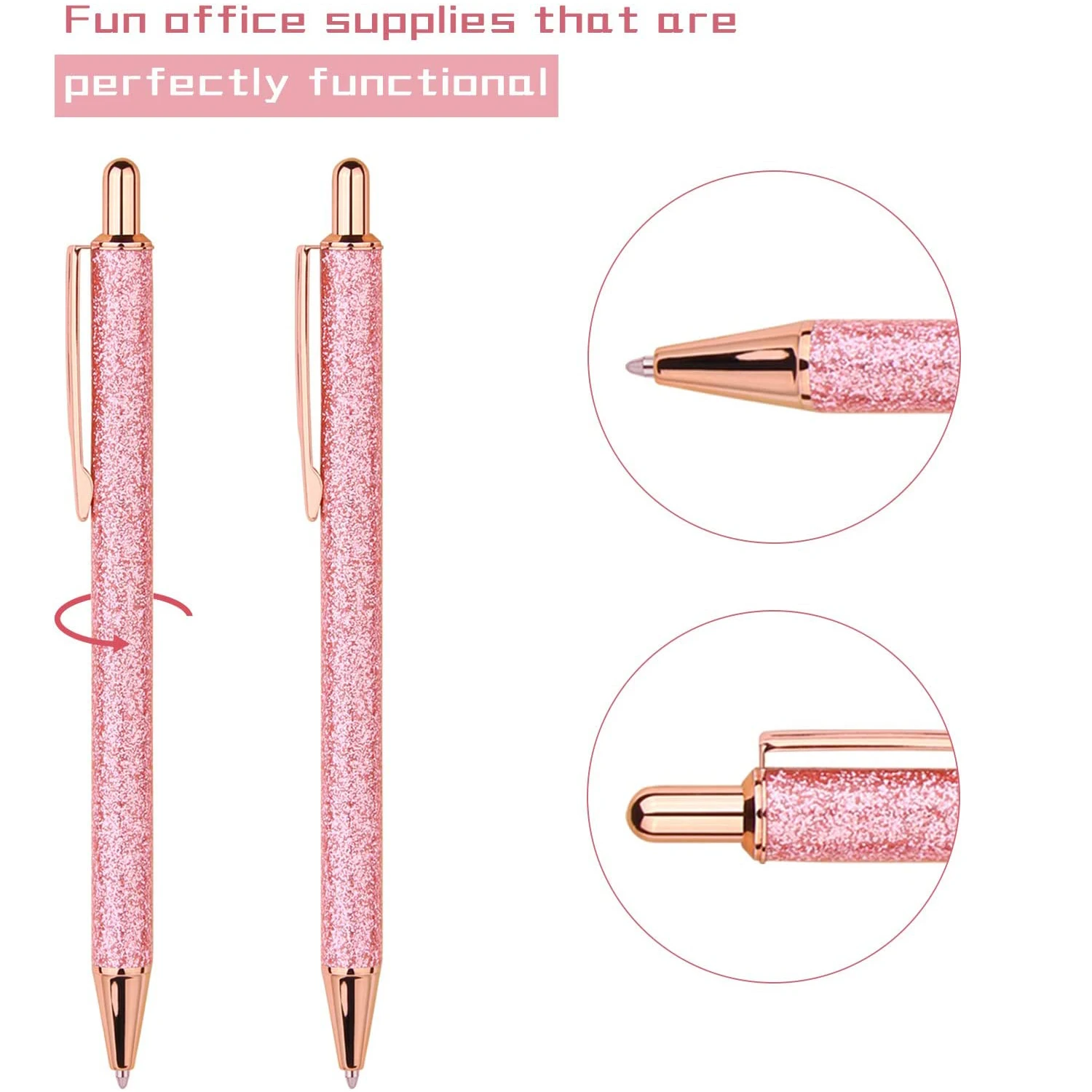 Cute Pink 1.0mm Writing Width Retractable Metal Ballpoint Pen Novelty ...