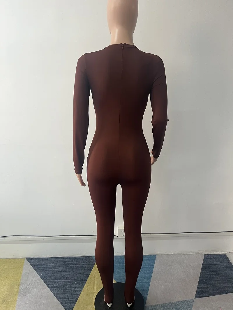 Fall Clothes Jumpsuits Stretch For Women Jumpsuit With Zipper 2022 Solid Color Skinny One Piece