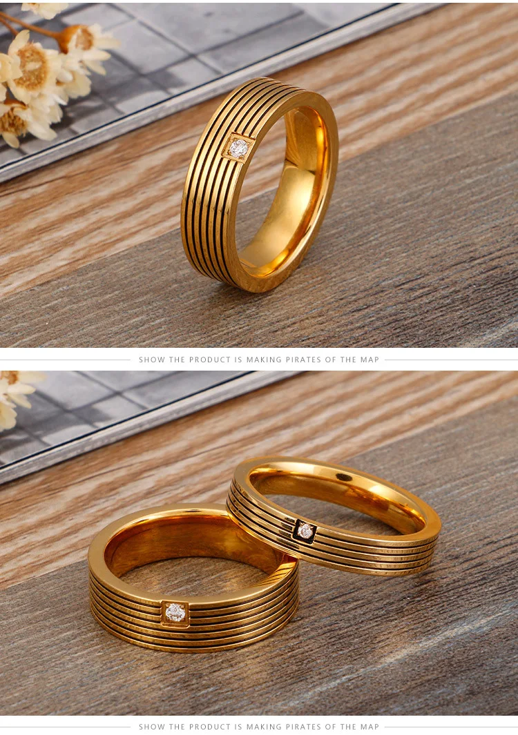 Simple and Classic Couple Rings Non Tarnish Wedding Rings Couple Set ...