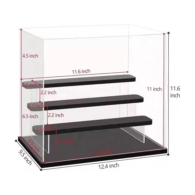 4-Tier Clear Acrylic Display Case Display Box Display Stand with Door ...