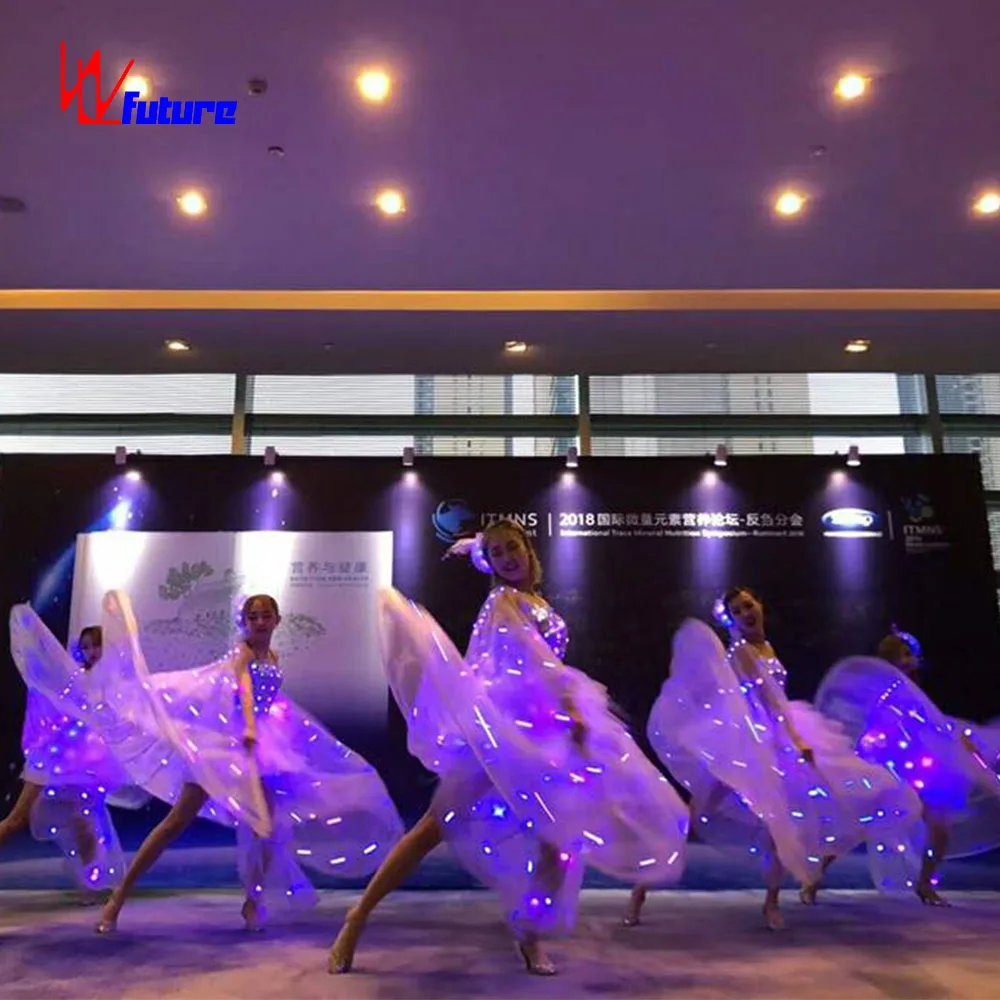 Future Fiber-Optic Fluorescent Wings Dance Dress - Fashion & Performance