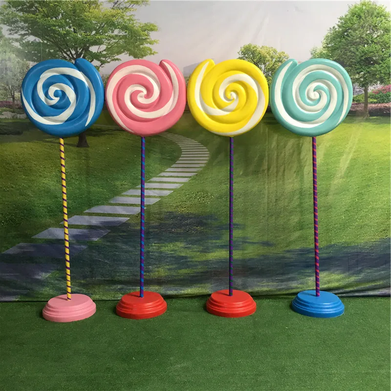 Fiberglass Figurine Candyland Giant Candy Lollipop Display Props Fibre ...
