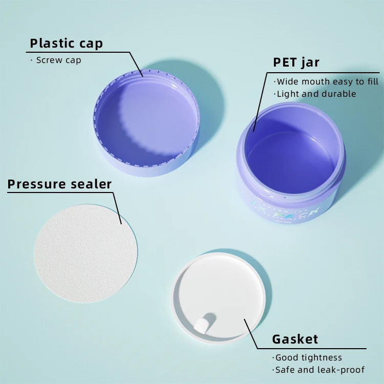 Luxury Body Cream Containers - PET Plastic Jars with Lids