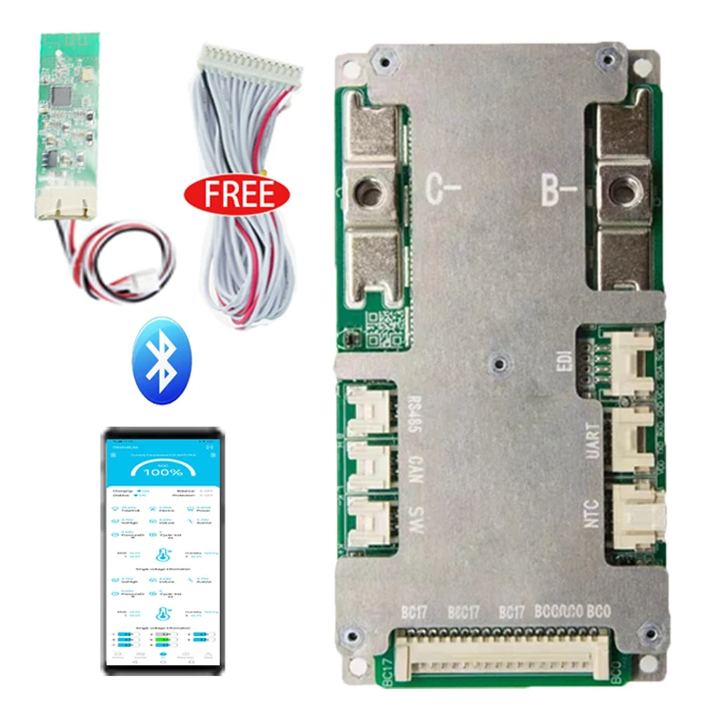 JBD OH17SA01 battery management systems 7S~17S 60A 80A 100A Lifepo4 ion 24V 36V 48V 60V Smart ...