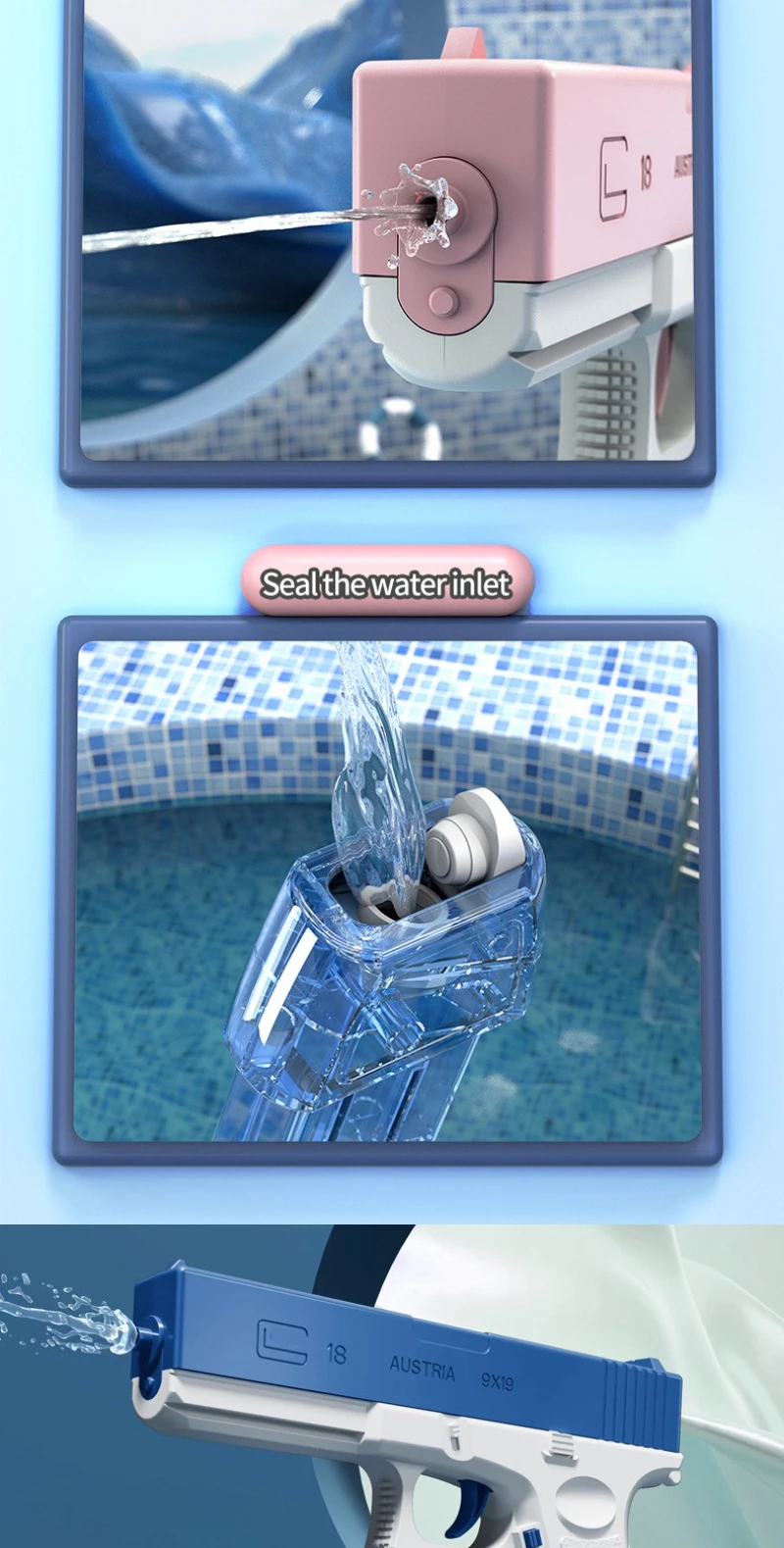 Outdoor Summer Water Pistol Pool Party Toy Shooting Guns Electric Water ...