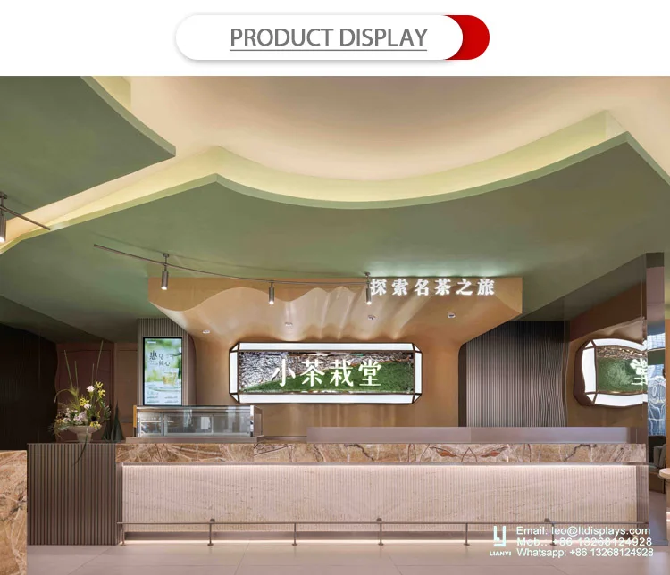 Bubble Tea Shop Interior Design Customized Modern Wooden Tea Counter ...