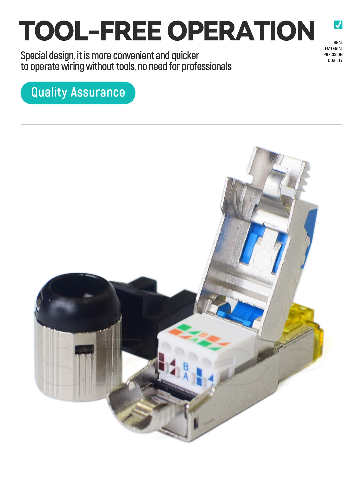 RJ45 CAT6 CAT6A Cat7 CAT8 Toolless Male Connector Tool-Free Zinc Alloy ...