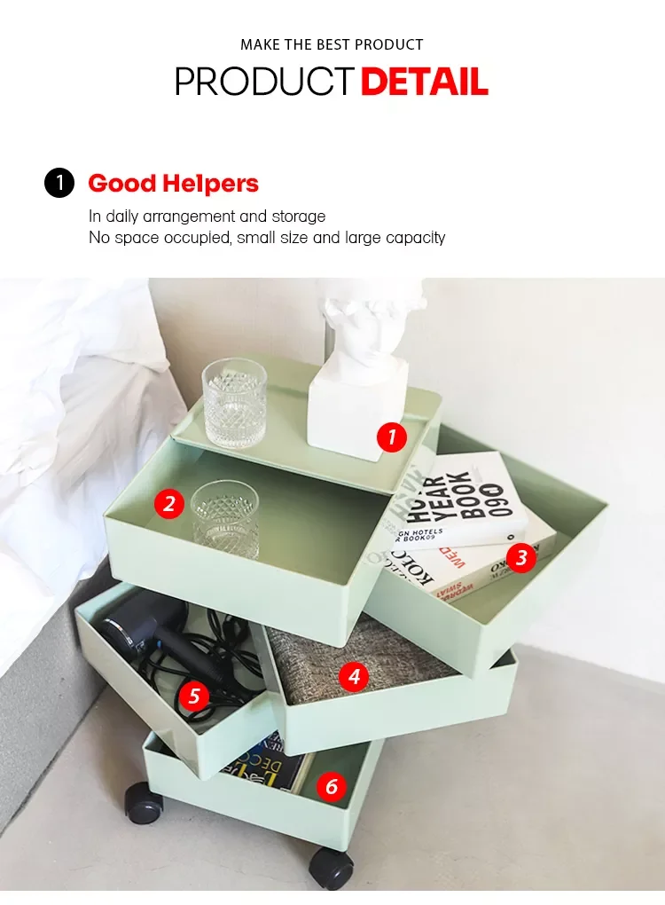 Rotating 5tiers Organizer Plastic Carts Side Table With Wheels - Buy ...