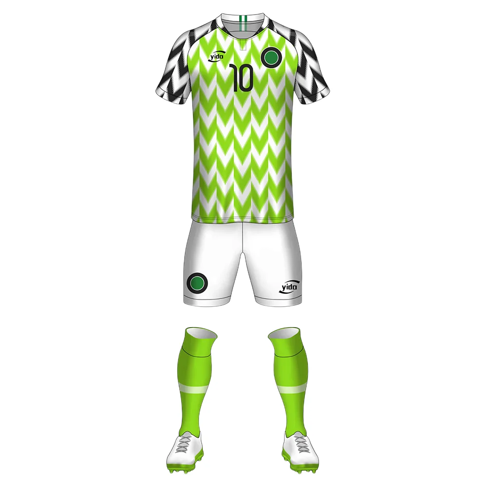 Support Sample Custom Green Chevron Soccer Kit Set Uniforms With Socks ...