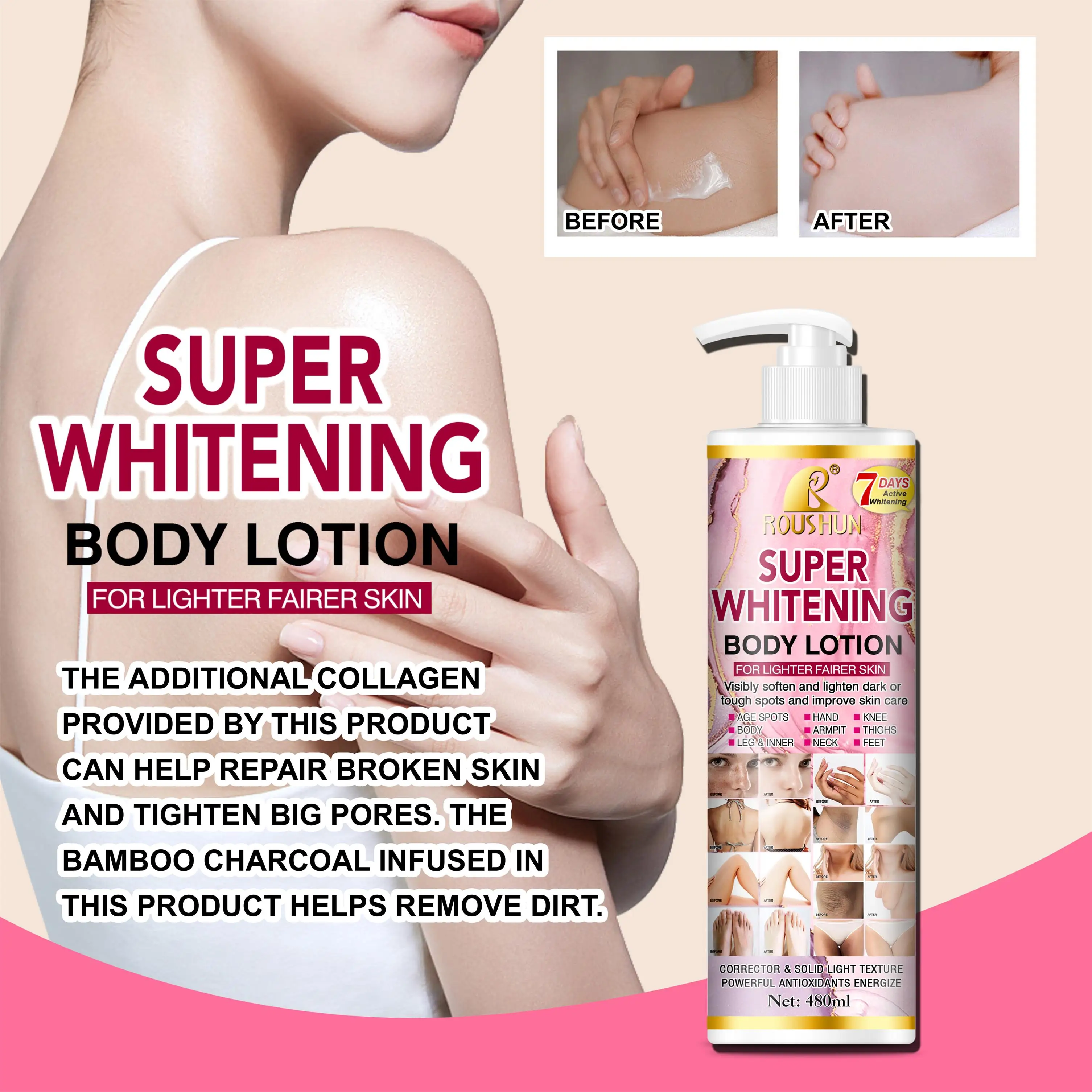 ROUSHUN Super Whitening Body Lotion - Daily Moisturizer