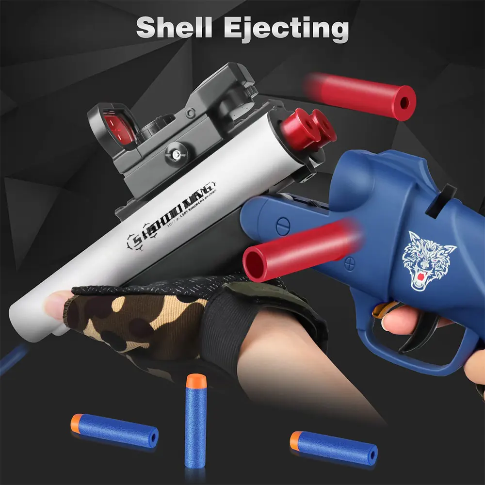 Double Barrel Shotgun Shell Ejecting Toy Soft Bullet Toy Gun Sawed Off ...
