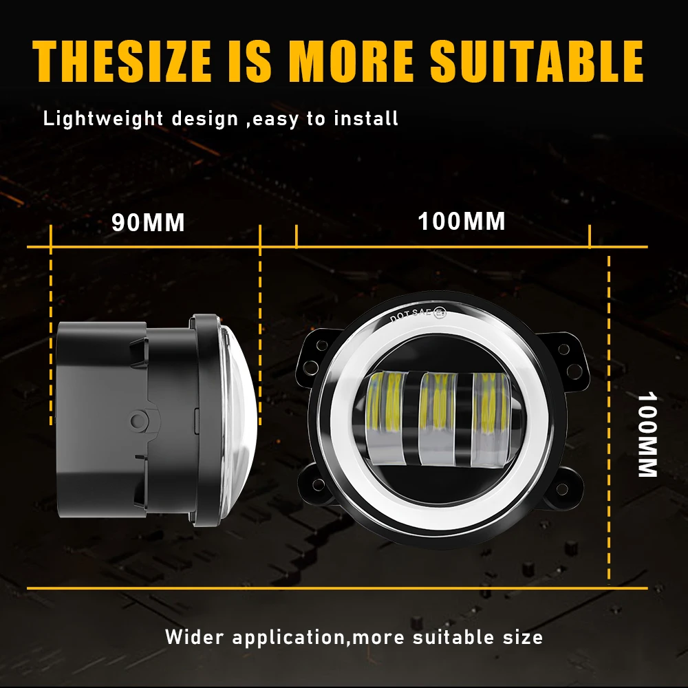 Ake 15w 4inch Front Bumper Round Fog Driving Lights 12v 4x4 Yellow ...