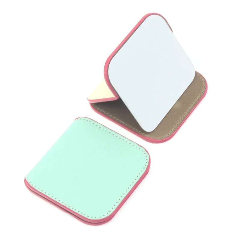 Trendy Customized Logo Stainless Steel Mirror 80*75mm Foldable Pu ...