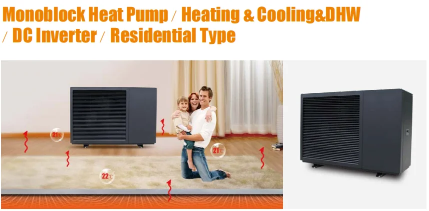 DHW Air to Water Heat Pump Heat Pump EVI DC Inverter Heating Pump ...