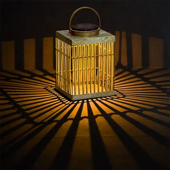 Outdoor Waterproof Chinese Bamboo Square Led Rechargeable Solar Powered ...