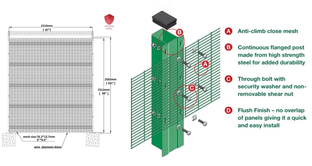 High Security Welded 358 Anti Climb Fence-mesh Wire Mesh Fence ...
