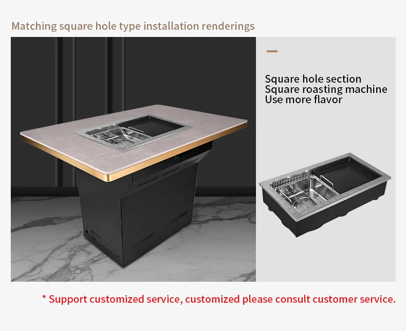 Custom Size Korean Indoor Restaurant Barbecue Built-In Bbq Tables ...