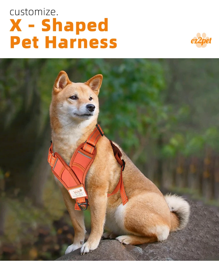 Premium X Shaped Breathable No Pull Pet Harness Reflective Comfortable ...