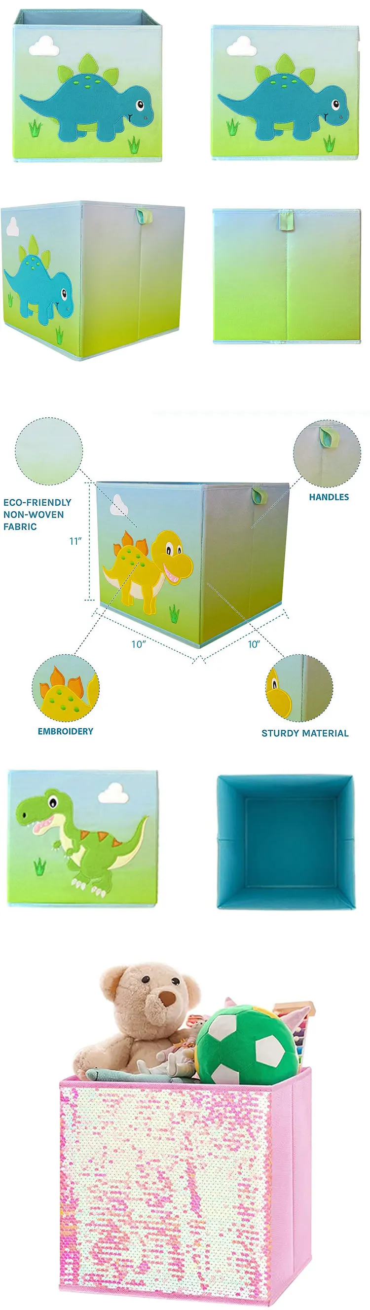 Cheerful Cartoon Style Foldable Fabric Toy Open-top Storage Box for ...