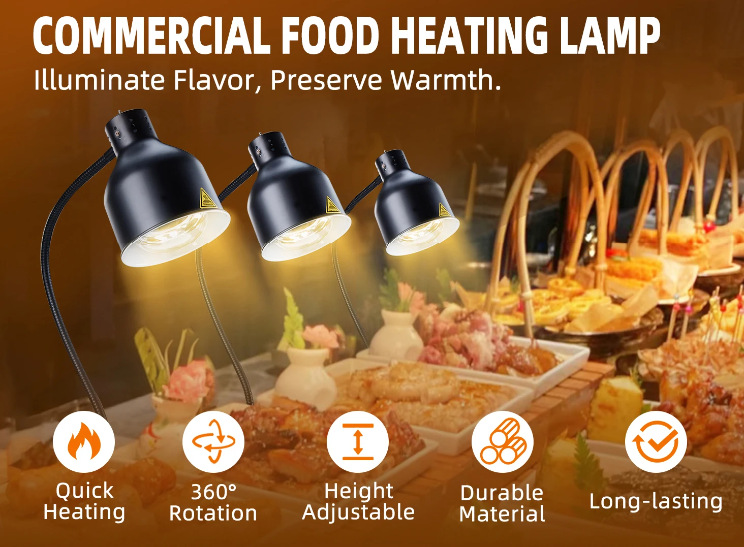 Food Heat Light - Efficient Commercial Food Warmer Lamp