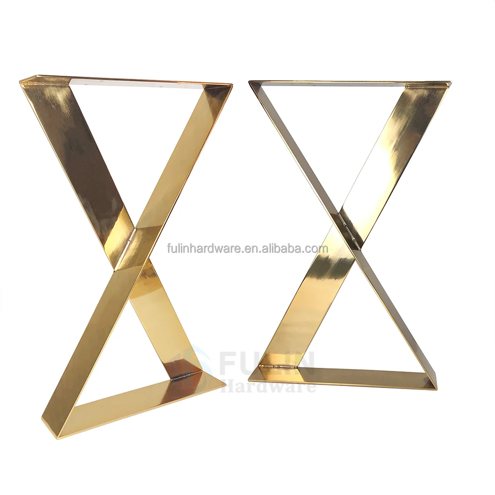Good Price Solid Steel Brush Shinny Gold Metal Table Base BrassTable ...