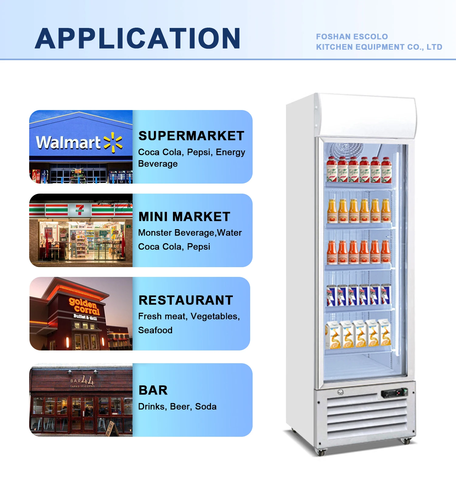 Convenience Store Cold Drinks Display Showcase - Upright Commercial Cooler