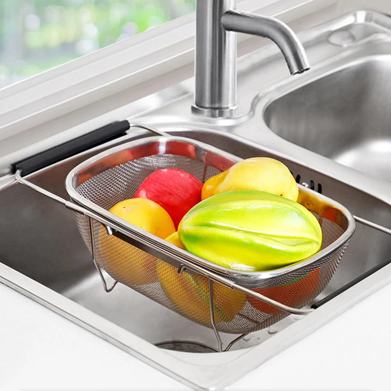 Stainless Steel Extensible Strainer Basket Kitchen Colander for Strain ...