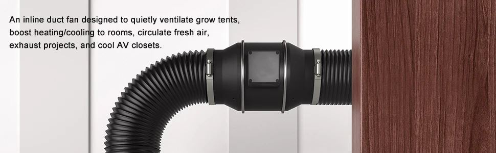 8 Inch 500 CFM Inline Duct Fan with Temperature Humidity Sensor for ...