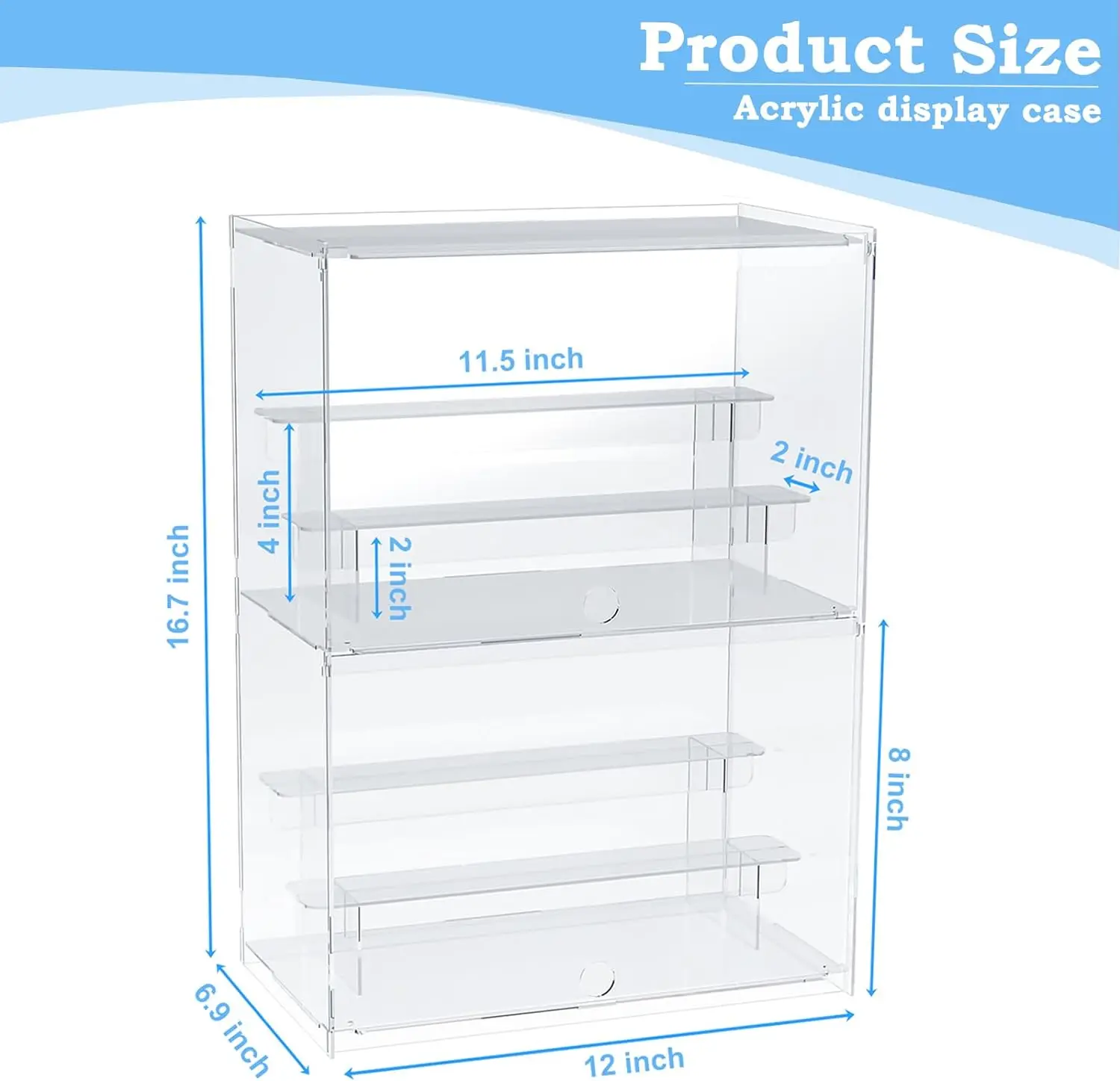 2-Tier Acrylic Display Case Collectibles Clear Acrylic Display Boxes ...