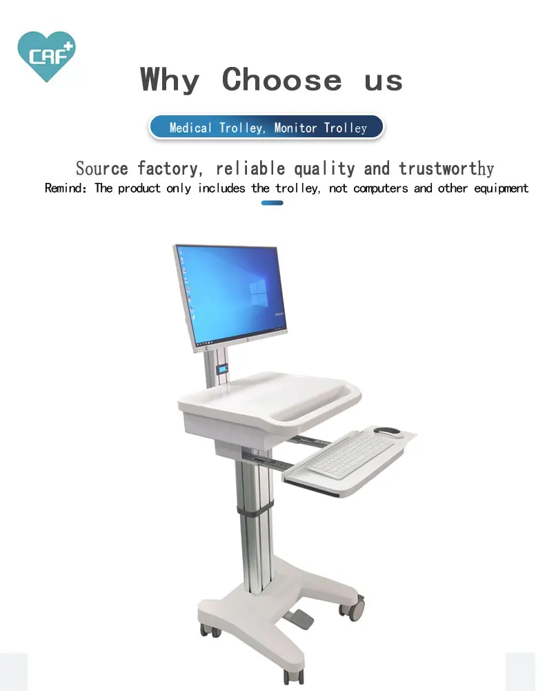 Mobile Hospital Computer Cart with Wheels and Keyboard Tray Medical ...