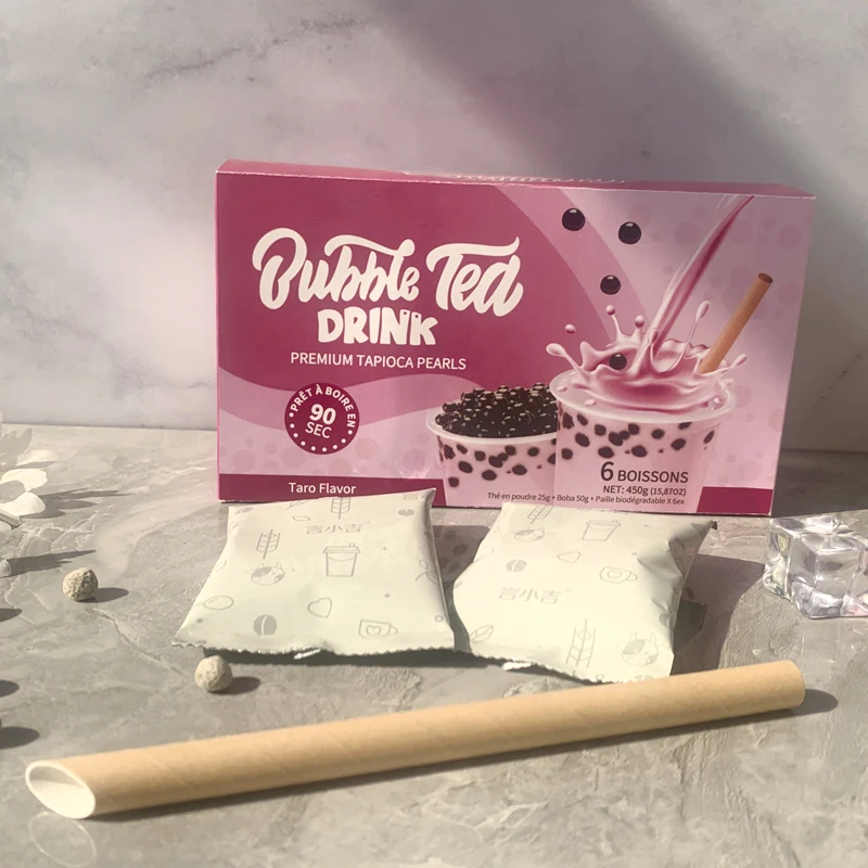 Customized Gift Box HOMEMADE BOBA MILK TEA KIT Taro Bubble Tea Flavor ...