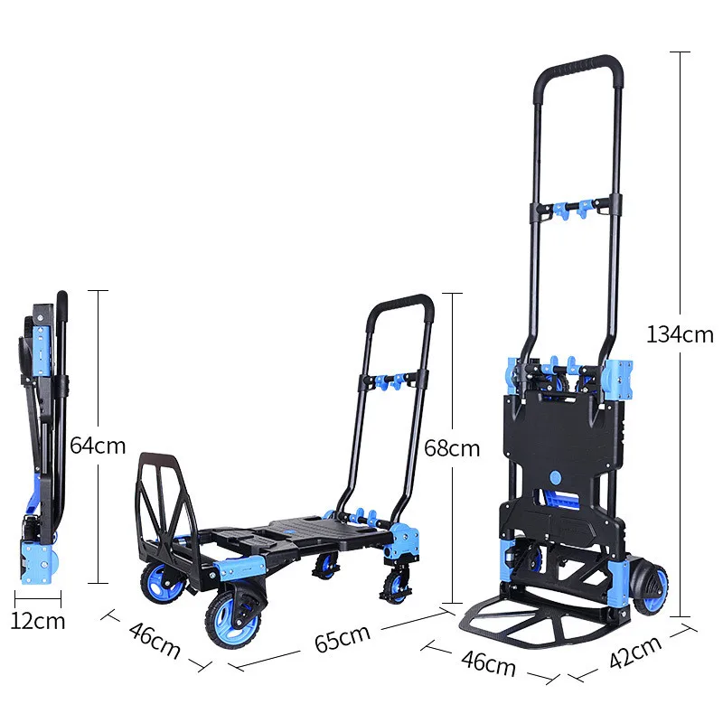 150kg Load-bearing Wheels Trolley Cart Easy Folding 2 In 1 Carts For ...