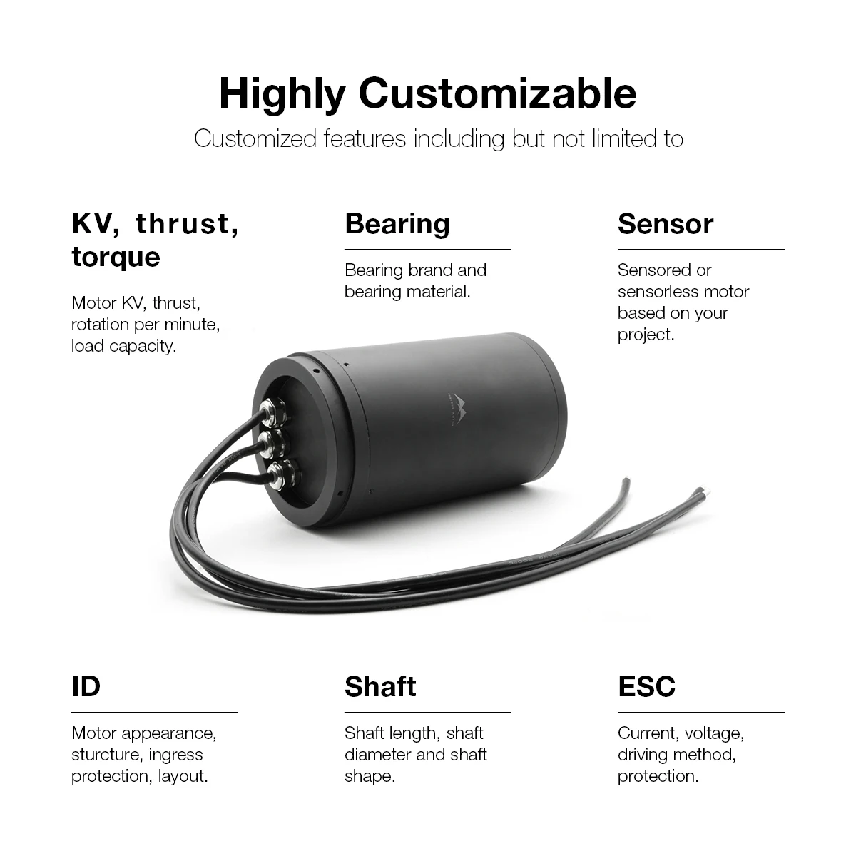 100160 IP68 Waterproof Brushless BLDC Motor, 85KG Thrust for Hydrofoil ...