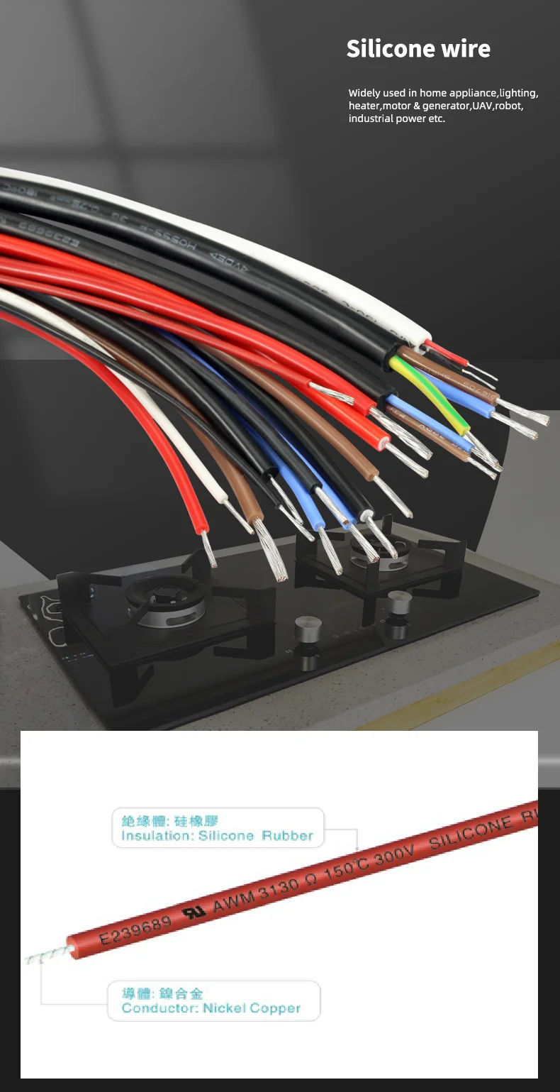 Silicone Rubber Wires And Cables Ul3130 300v 150c High Temperature Resistance Conductor Nickel ...