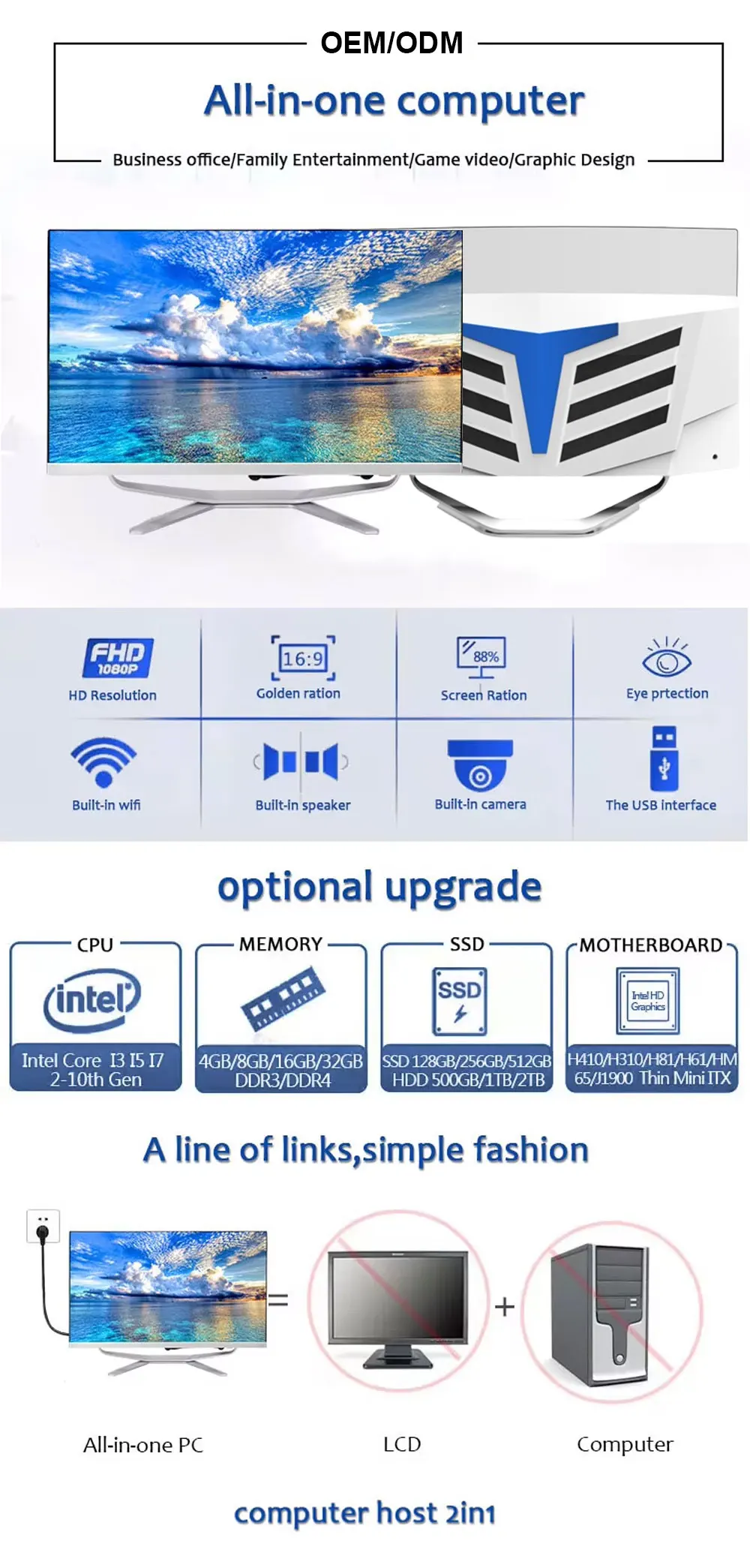 27 inch Monoblock Curved All in One Gaming PC Core i7 10700T 16G RAM ...