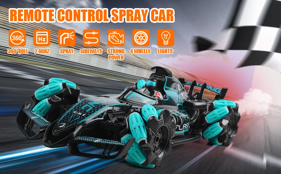 High Speed 4WD Kids RC Drift Spray Car Toys 2.4G Remote Control