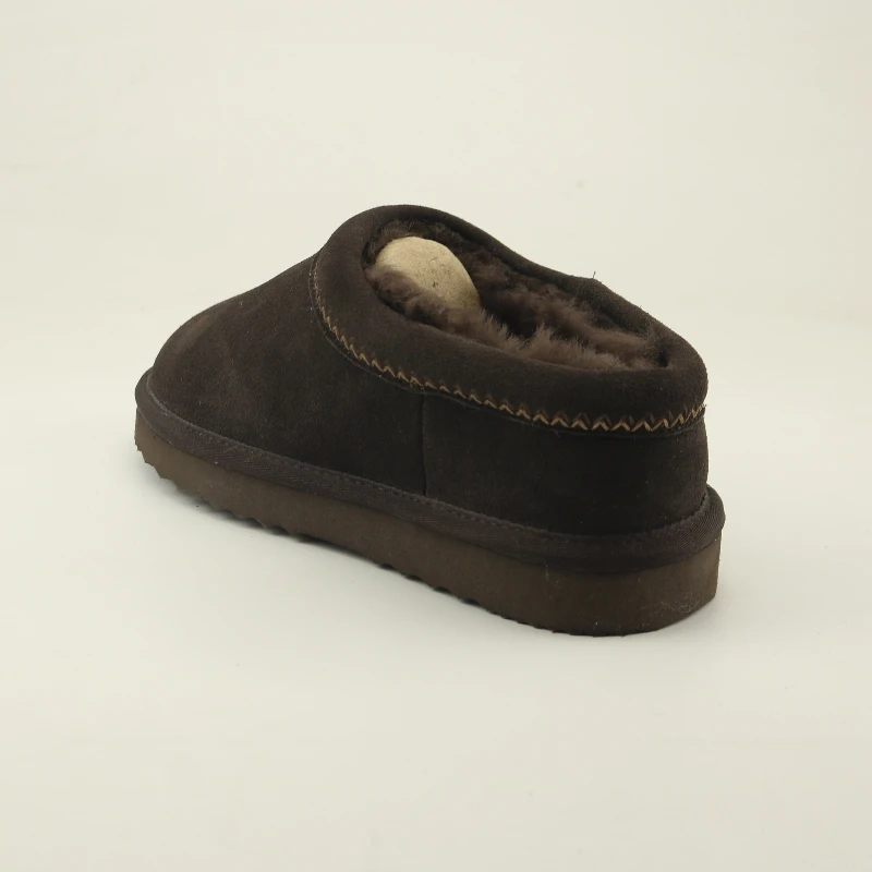 Women Ankle Indoor Slippers Cow Suede Upper Sheepskin Lining EVA ...