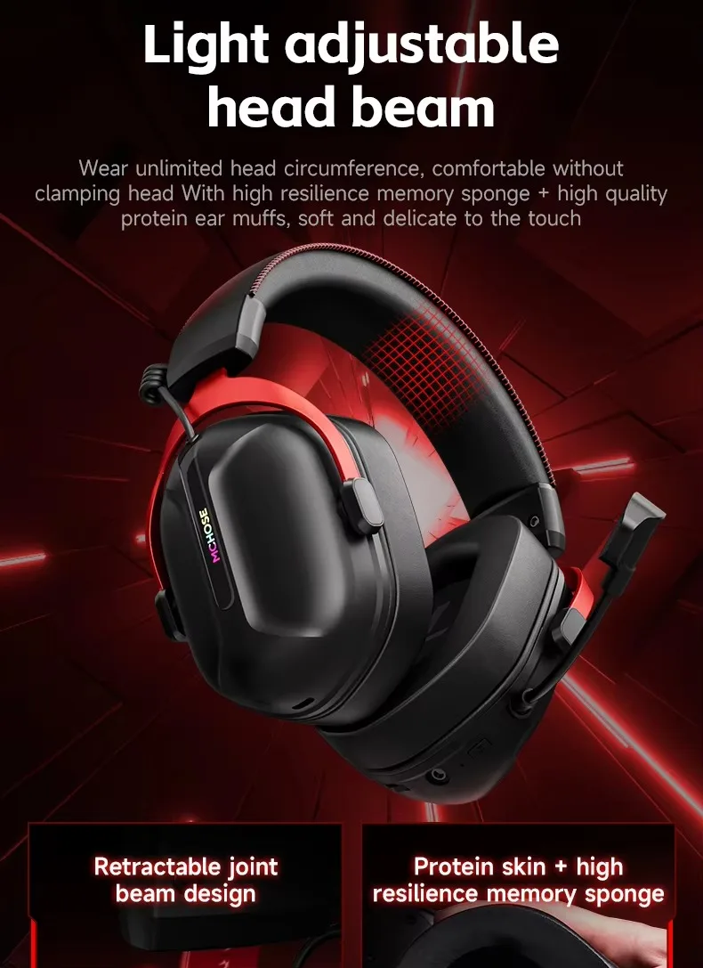 MCHOSE S9 Pro Headphone Wireless RGB Tri-mode with Microphone 7.1 3D ...