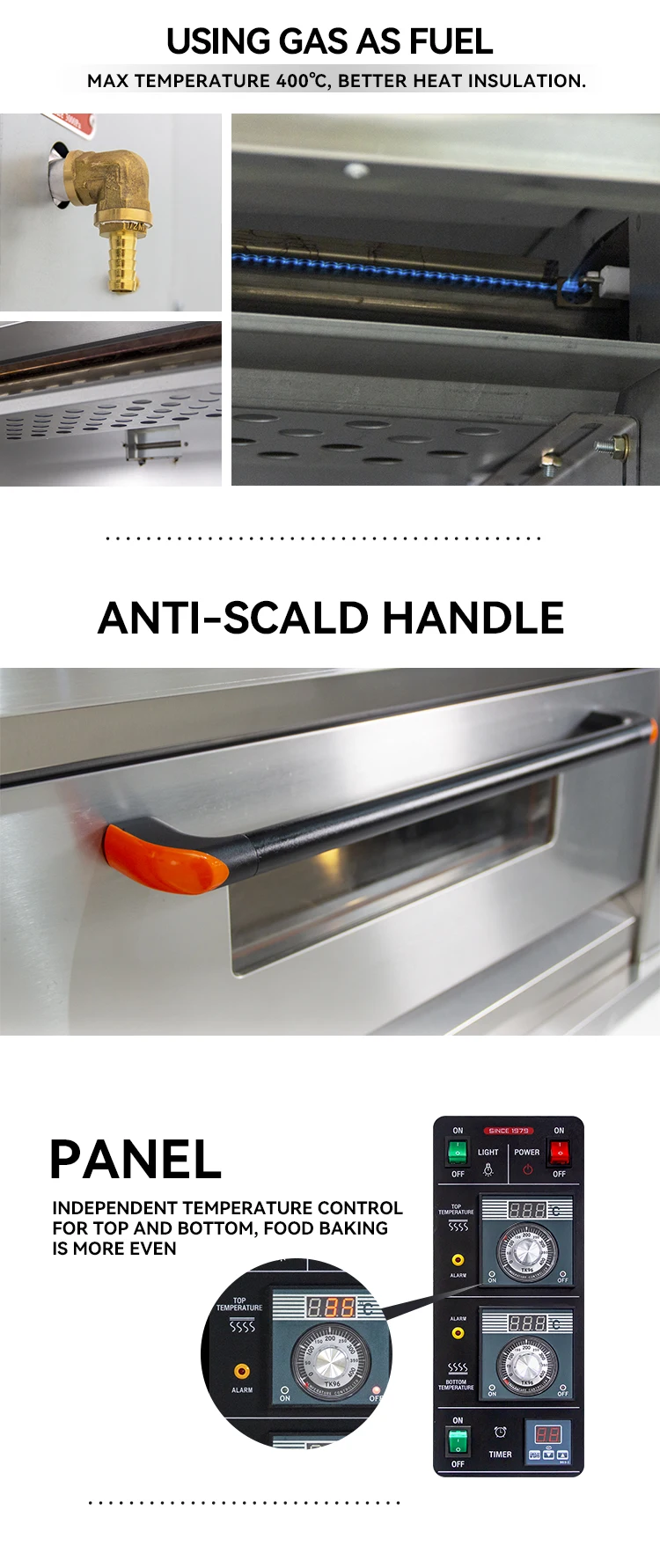 Industrial Gas Bread Oven - 2 Deck 4 Trays for Baking