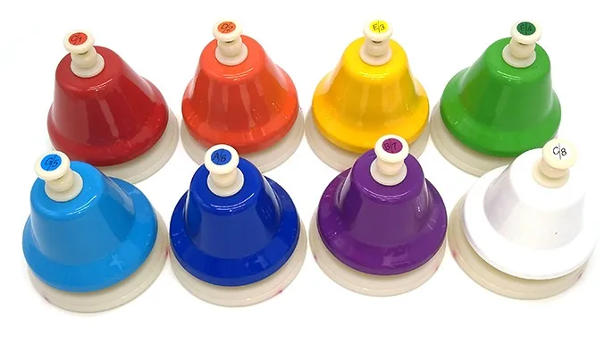 Hb8-5 Desk Bells Set For Kids 8 Notes Diatonic Colorful Metal Hand ...