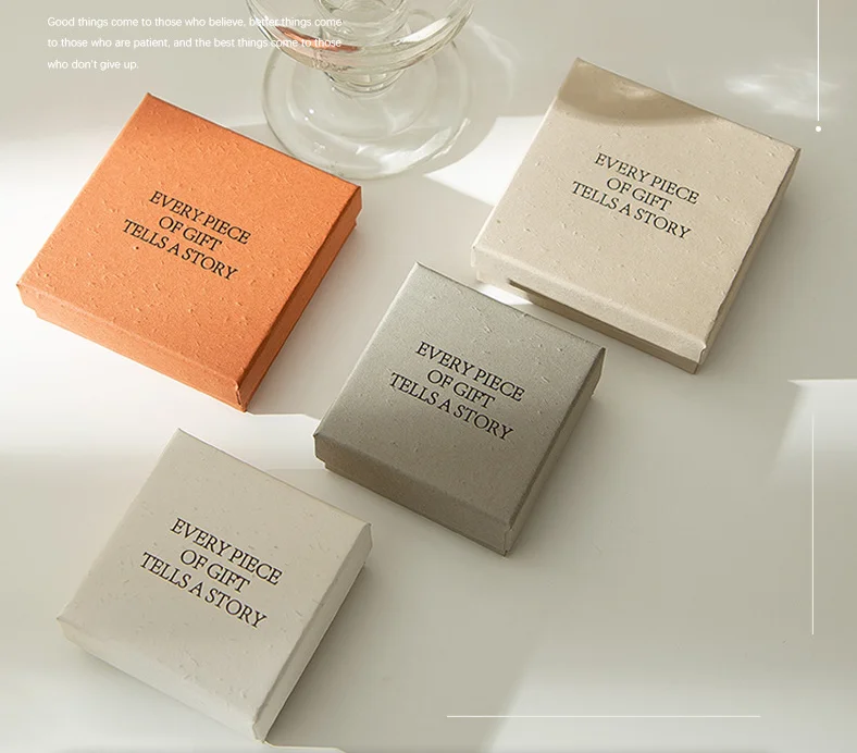 Luxury Jewelry Box Small Square Rigid Dull Polish Apricot Gray White ...