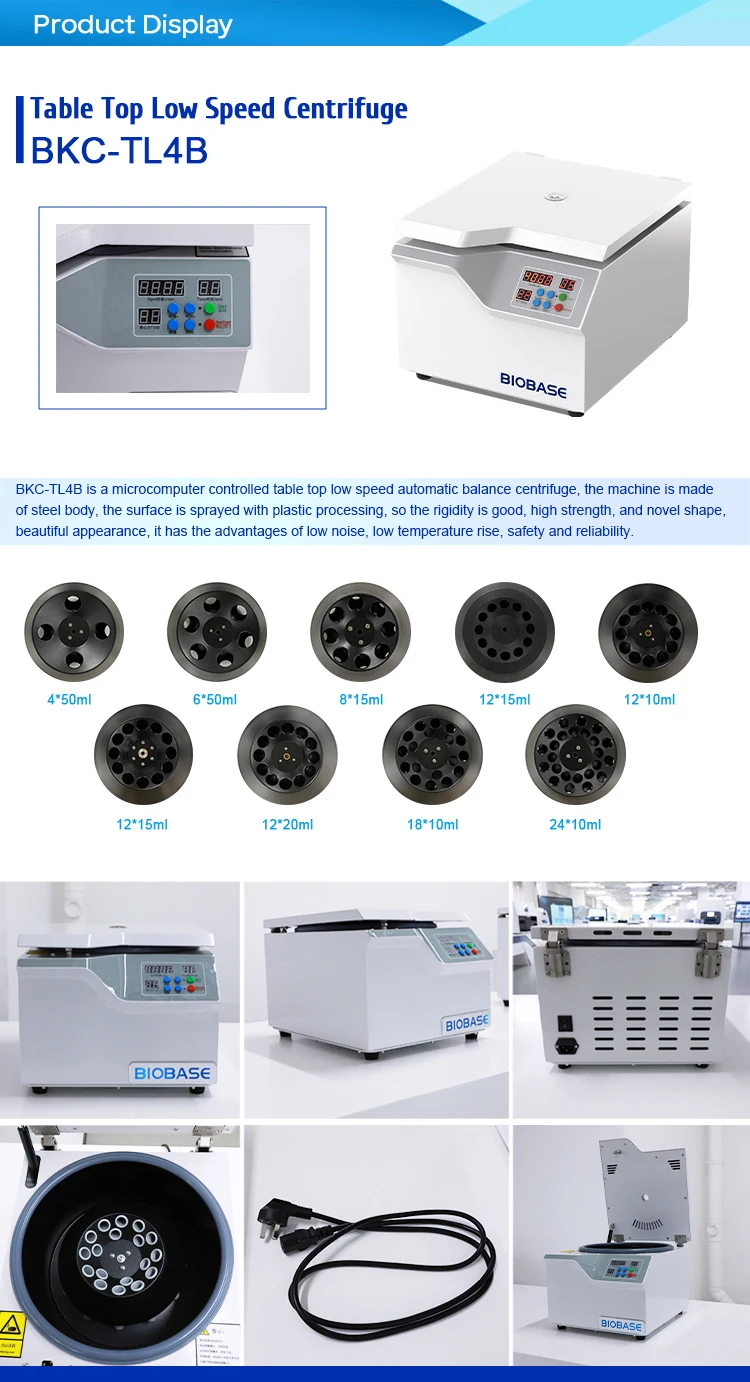 Biobase China Table Top Low Speed Centrifuge With Angle Rotors Lcd Display 4000rpm Centrifuge ...
