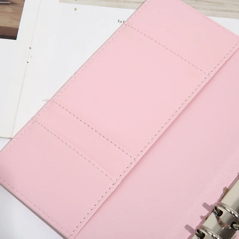 Pink Pu Hot Stamping Notebook 6-hole Replaceable Refill Notebook Pink ...