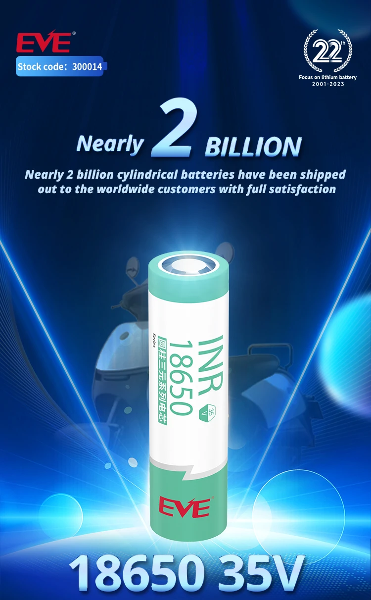 Eve Lithium 18650 3500mah Rechargeable Battery 18650 Cell 2600mah 3.7v ...