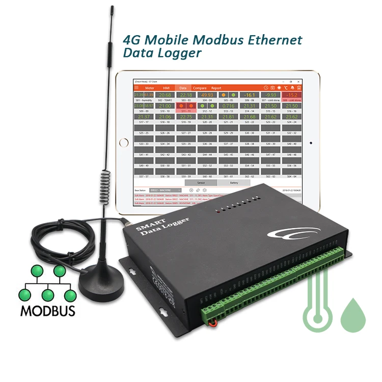 Modbus 4G and Ethernet Data Logger pressure gauge modbus rs485 modbus temperature controller ...